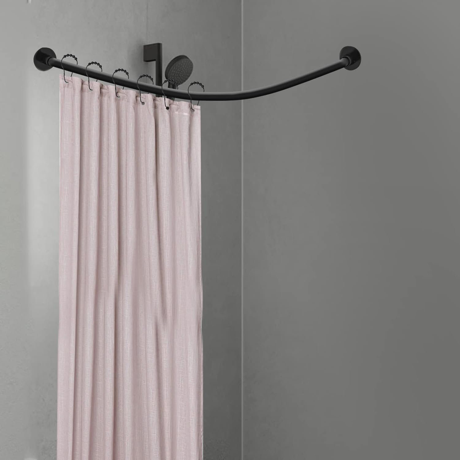 SOLVUR L Shaped Shower Curtain Rod Stainless Steel Corner Bathtub ...