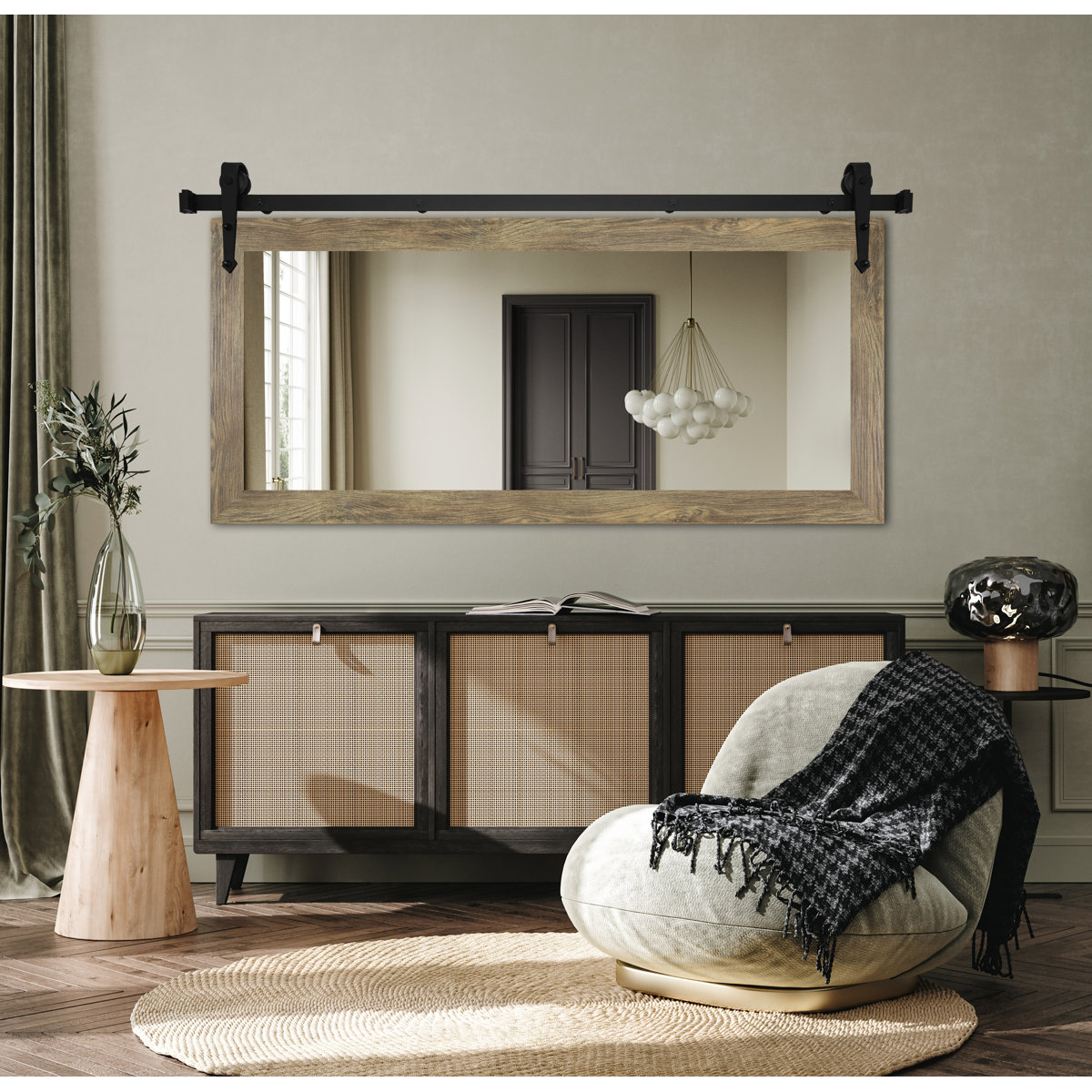 Modern Rustic Conner Rea Rectangle Manufactured Wood Mirror | Wayfair