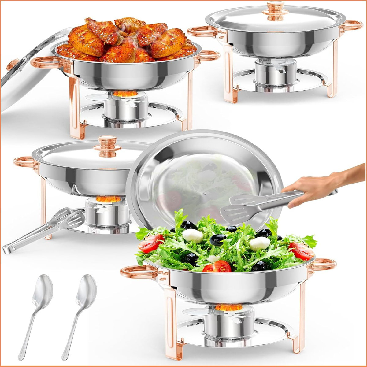 The Party Aisle™ 5qt 4 Packs Chafing Dish Buffet Set, Nsf Round ...