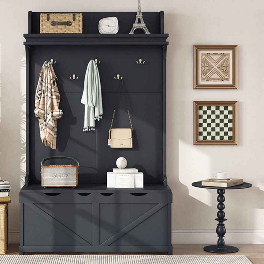Gracie Oaks Hall Tree 47.2'' Wide 3-In-1 Entryway Hall Tree With ...