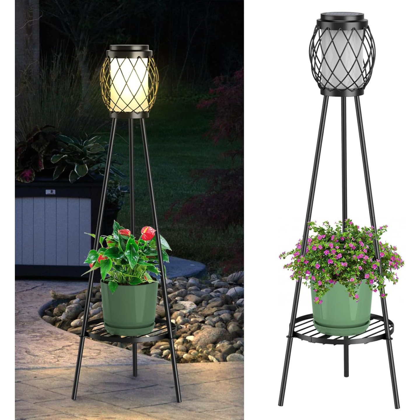 Arlmont & Co. Solar Lights Outdoor with Plant Stands - Patio Decor for ...