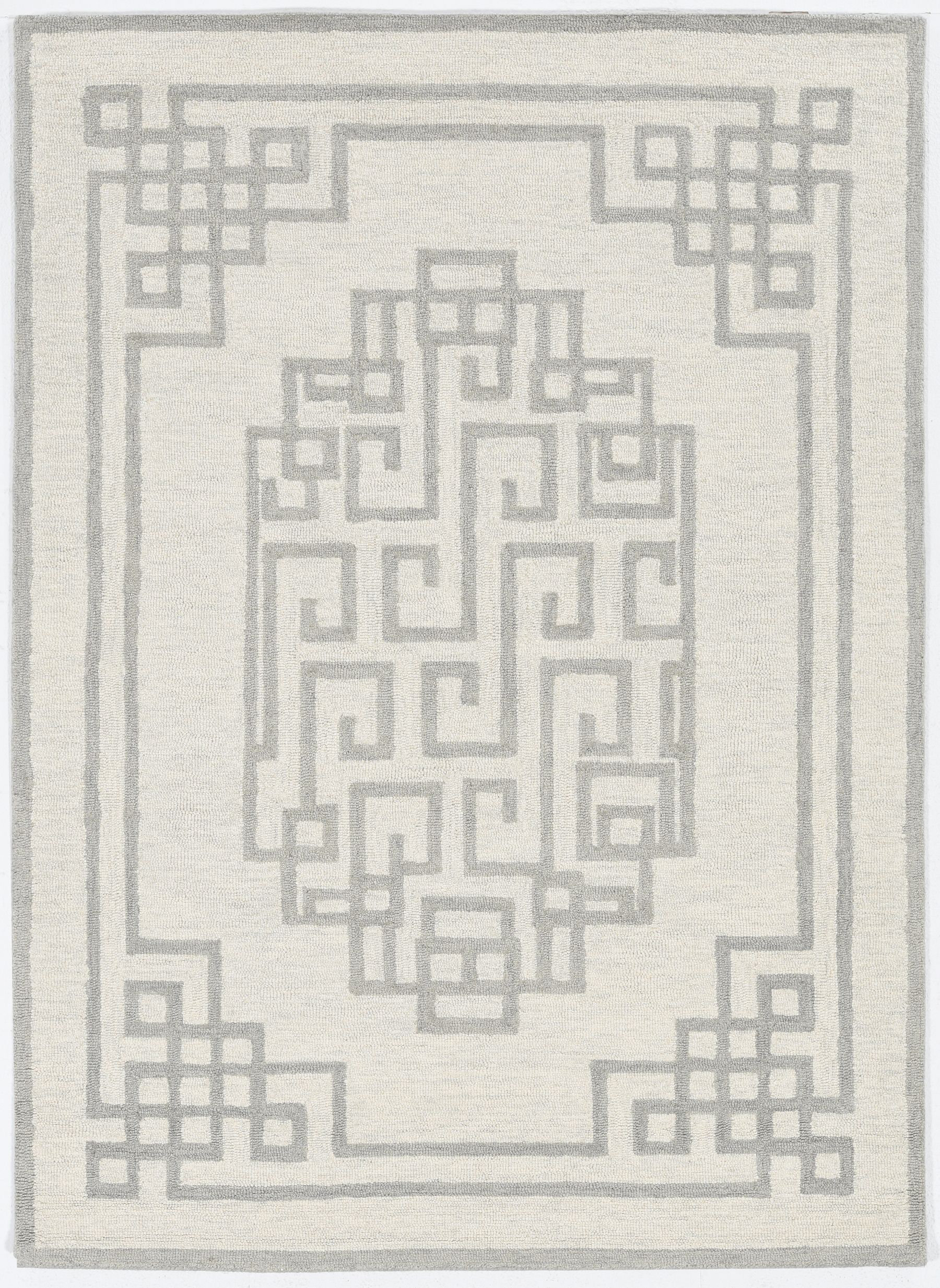 Mercer41 Oriental Rectangle 5' x 7' Wool Area Rug in White/Gray ...