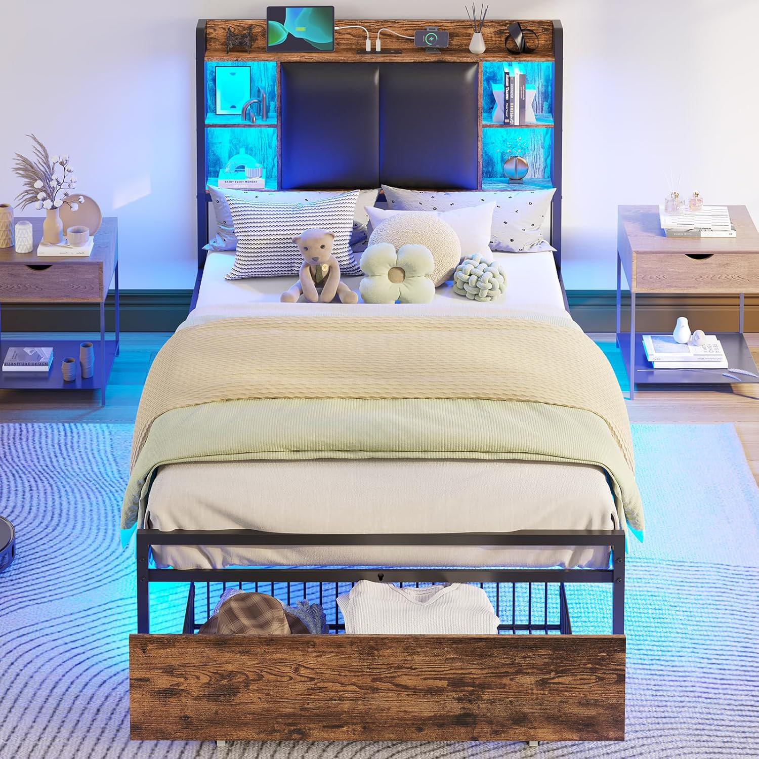 Wrought Studio Lit simple avec rangement Gile - Wayfair Canada