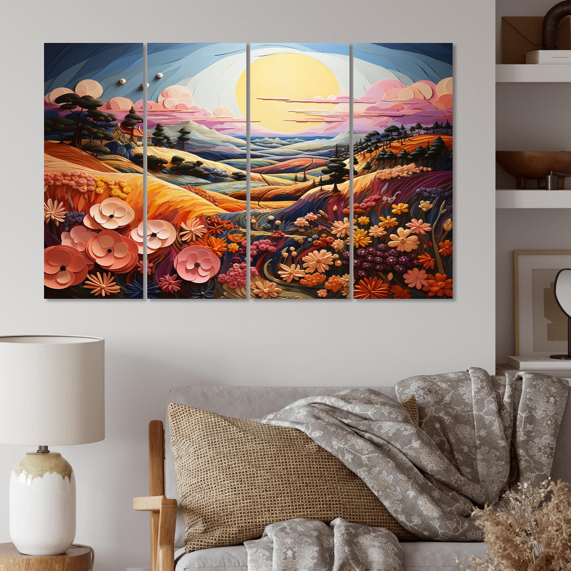 Design Art Countryside Pastel Hills Patchwork I - Countryside Wall Art ...
