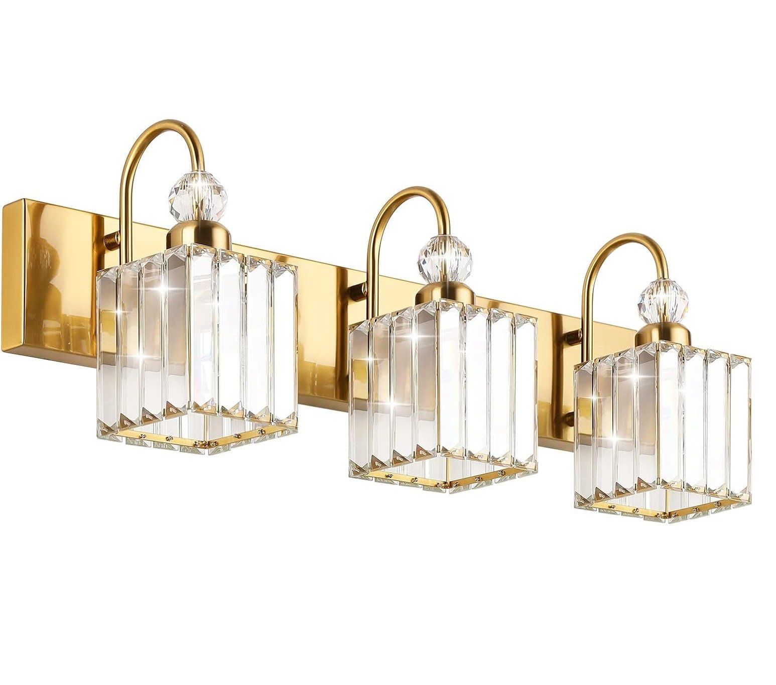 Hekass The Modern LED Crystal Bathroom Vanity Lights 3-Lights Stainless ...
