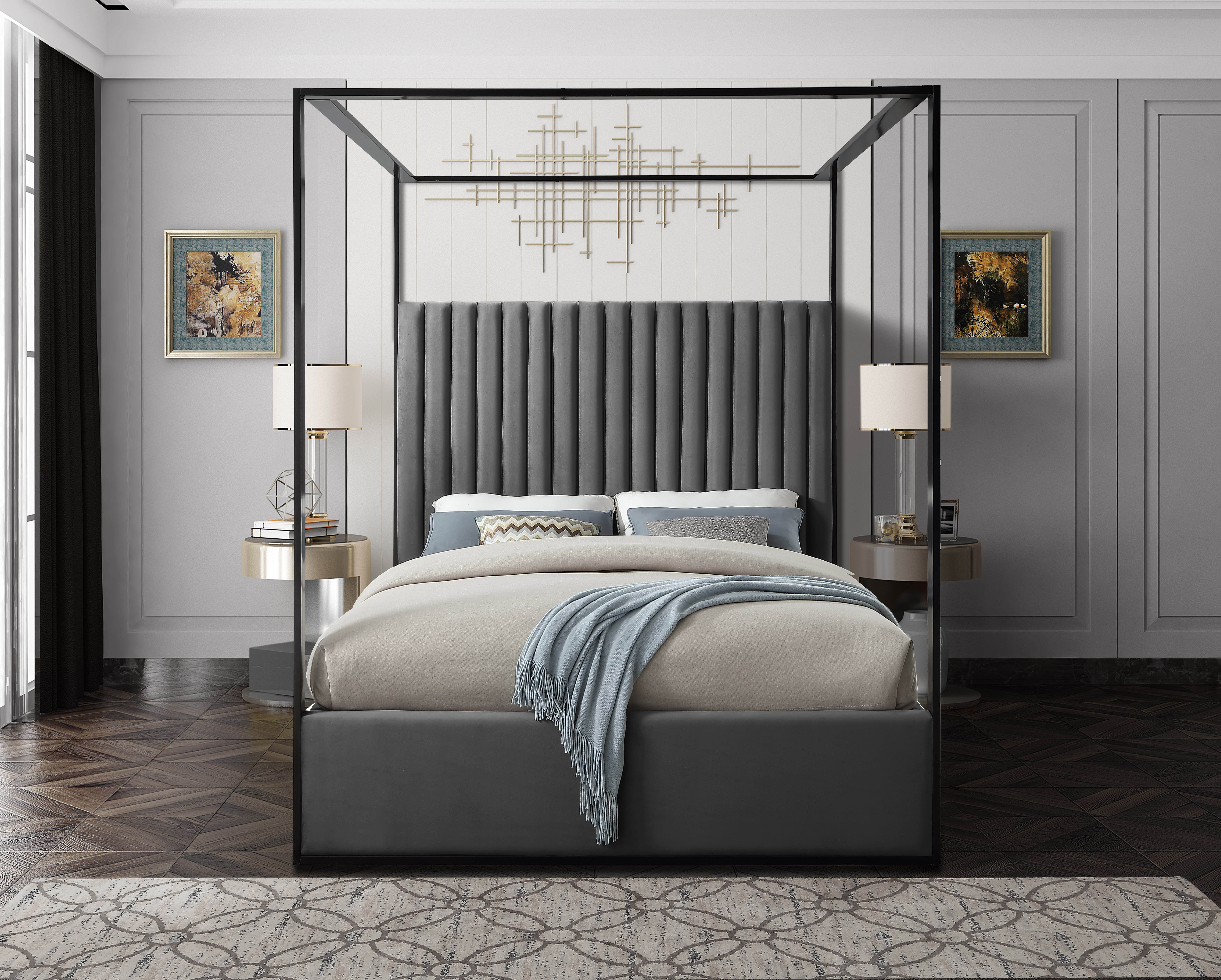 Willa Arlo™ Interiors Tessa Tufted Upholstered Low Profile Canopy Bed ...