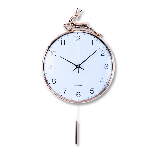 Ebern Designs Large Pendulum Clock with Black Dial, Round Pendulum ...