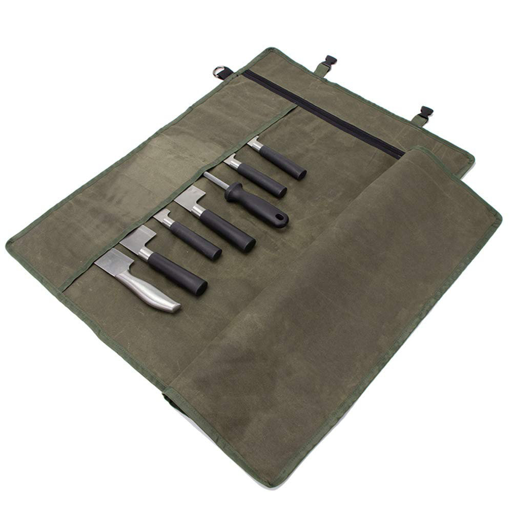 chuangyanUS Chef S Knife Roll Bag, Waxed Canvas Knife Cultery Carrier ...