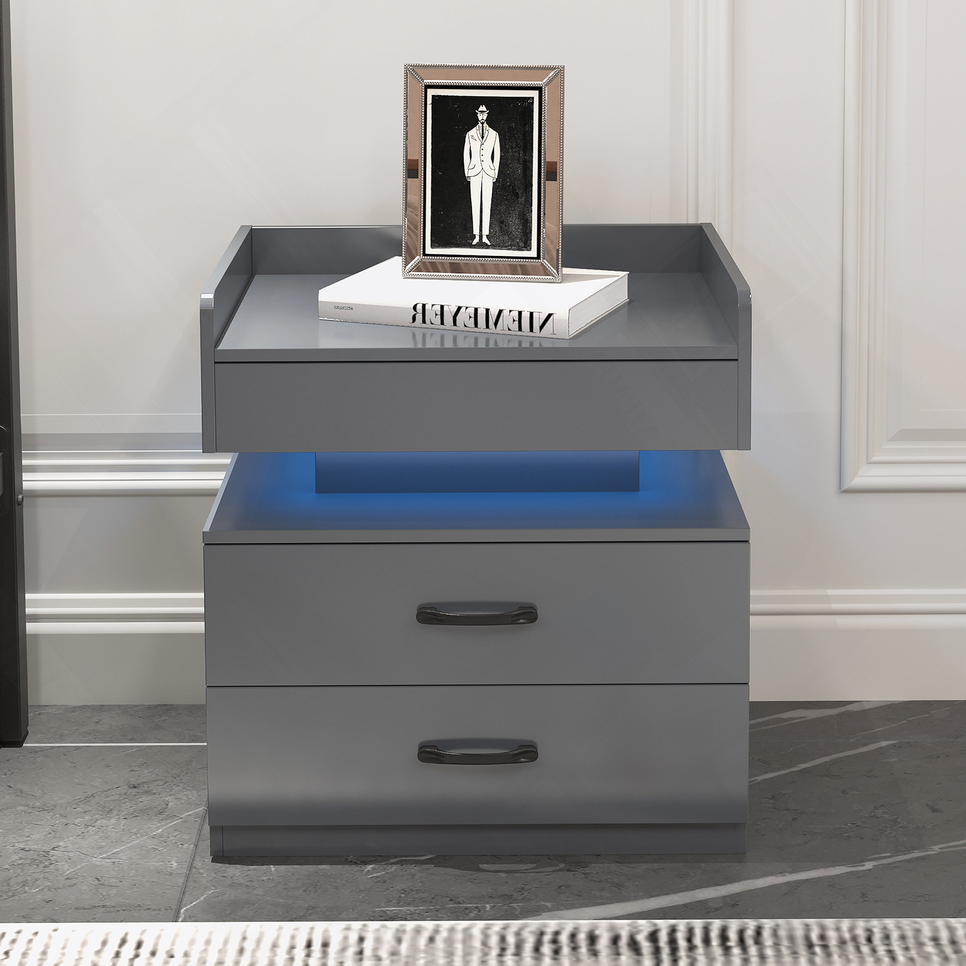 Latitude Run® 1 Set Nightstand with Adjustable LED Strip Light, 2 ...