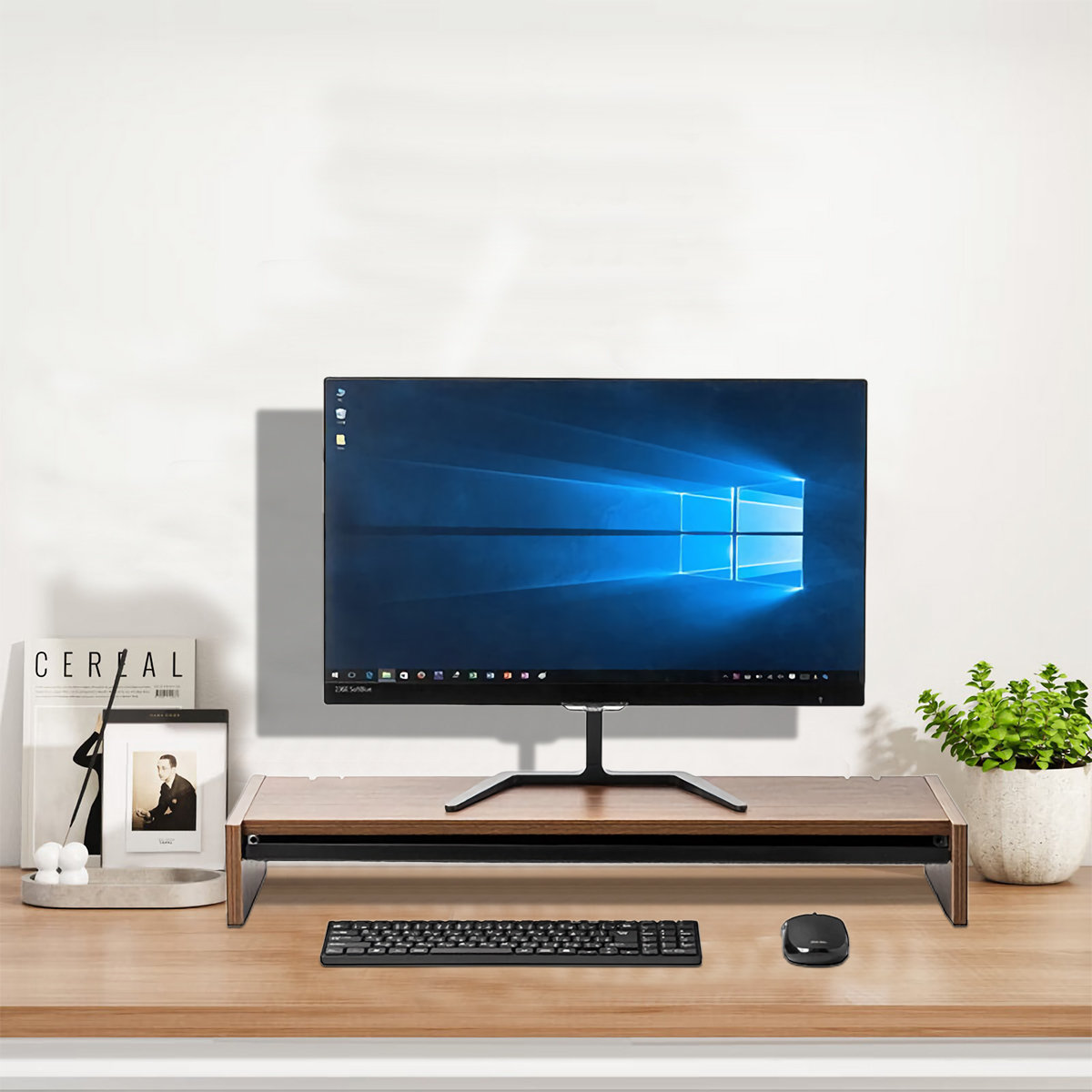 Inbox Zero Mantilla Wood Monitor Stand | Wayfair