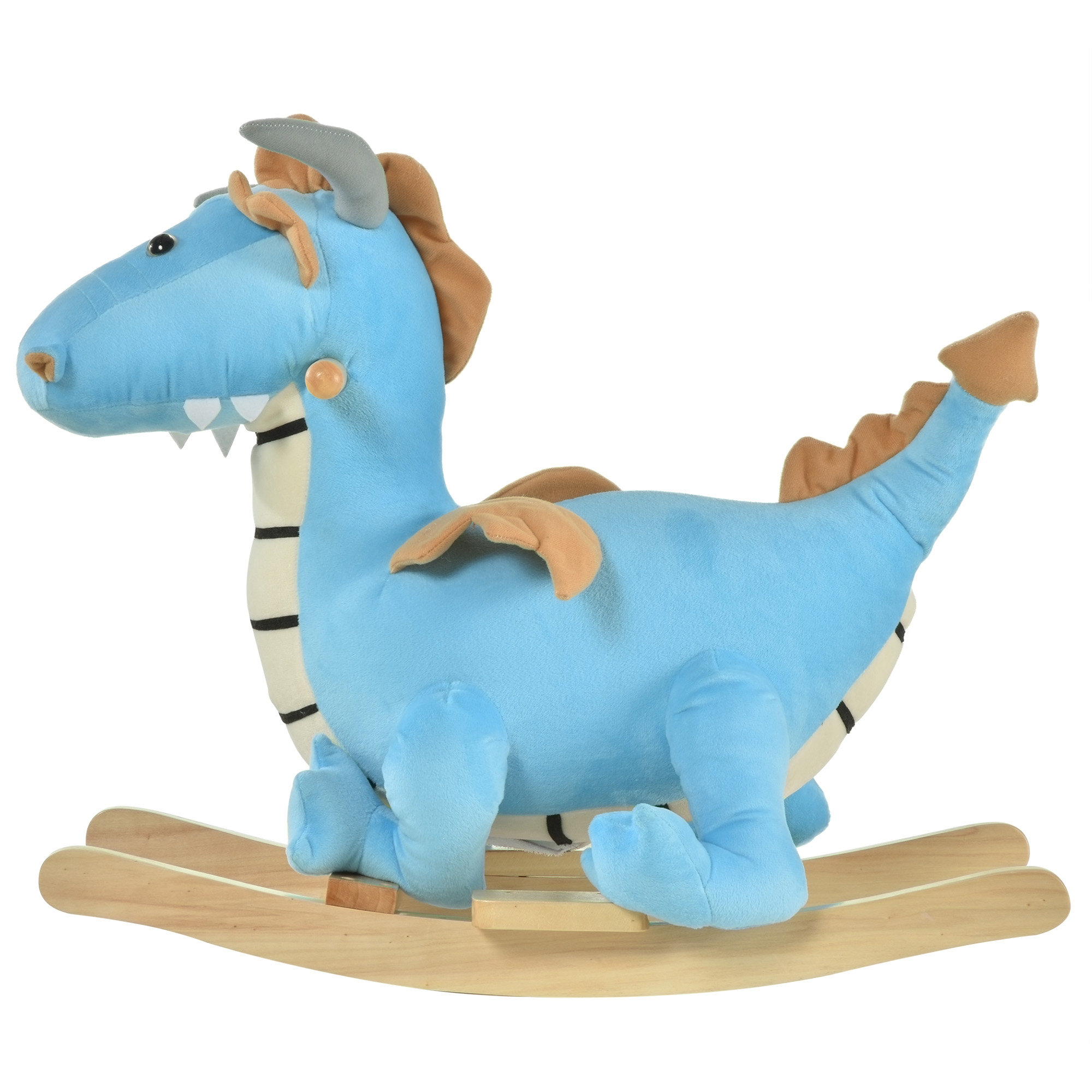 Zoomie Kids Kids Plush Ride-On Rocking Horse Toy Dinosaur Ride Rocking ...