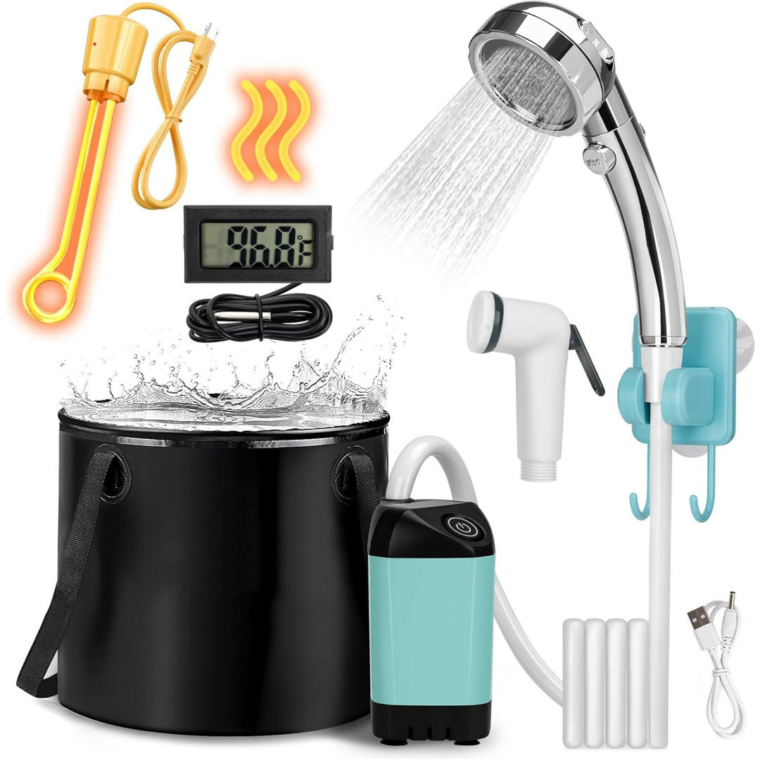 DESIGN SHOP BY SHELL Portable Hot Shower For Camping, 1000W Immersion ...