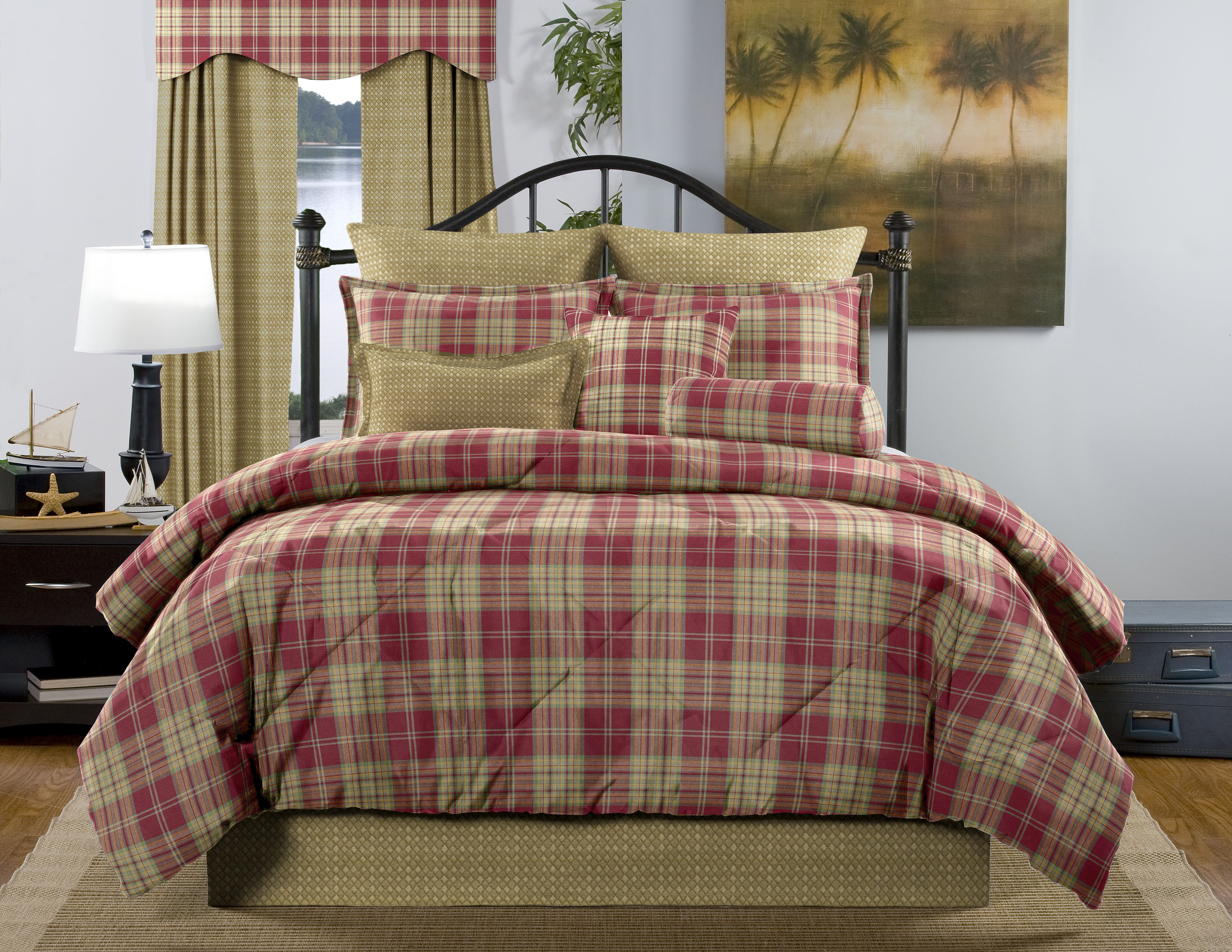 Victor Mill Mylan yellow and red plaid comforter, duvet or daybed set ...