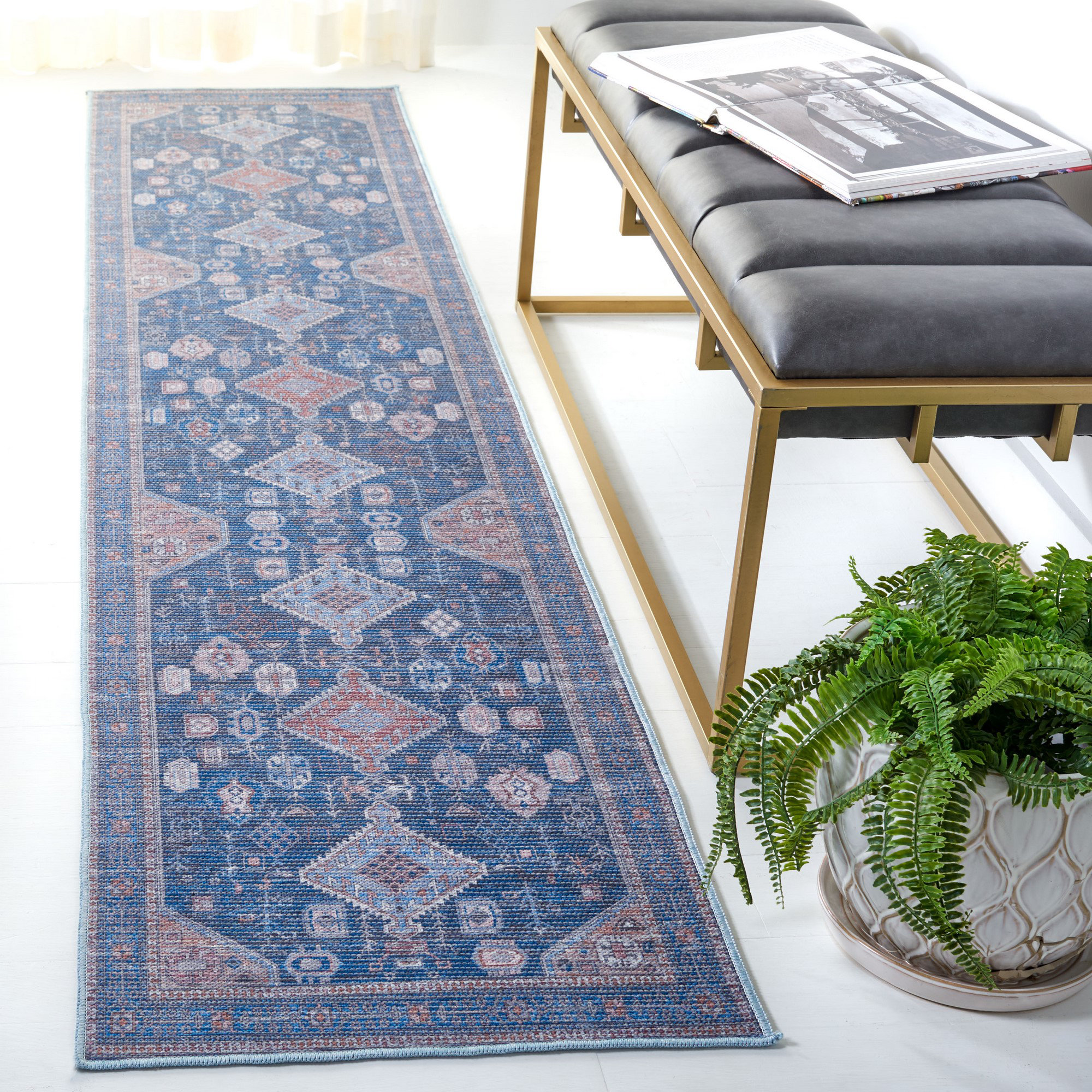 Union Rustic Amer Oriental Blue/Ivory Area Rug & Reviews - Wayfair Canada