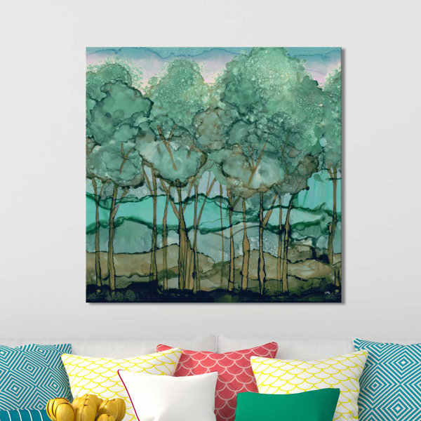 Winston Porter 'Green Tree Grove' Watercolor Painting Print on Canvas ...
