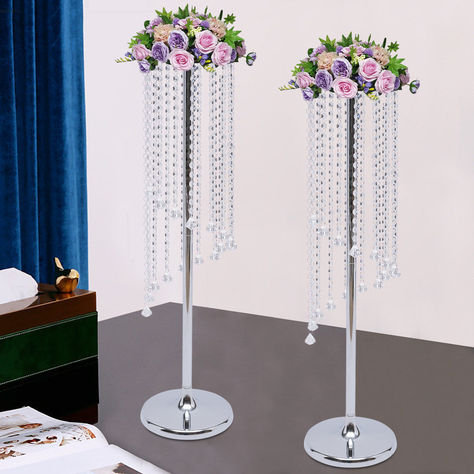 House of Hampton® Dnijah Metal And Crystal Flower Stand For Party ...