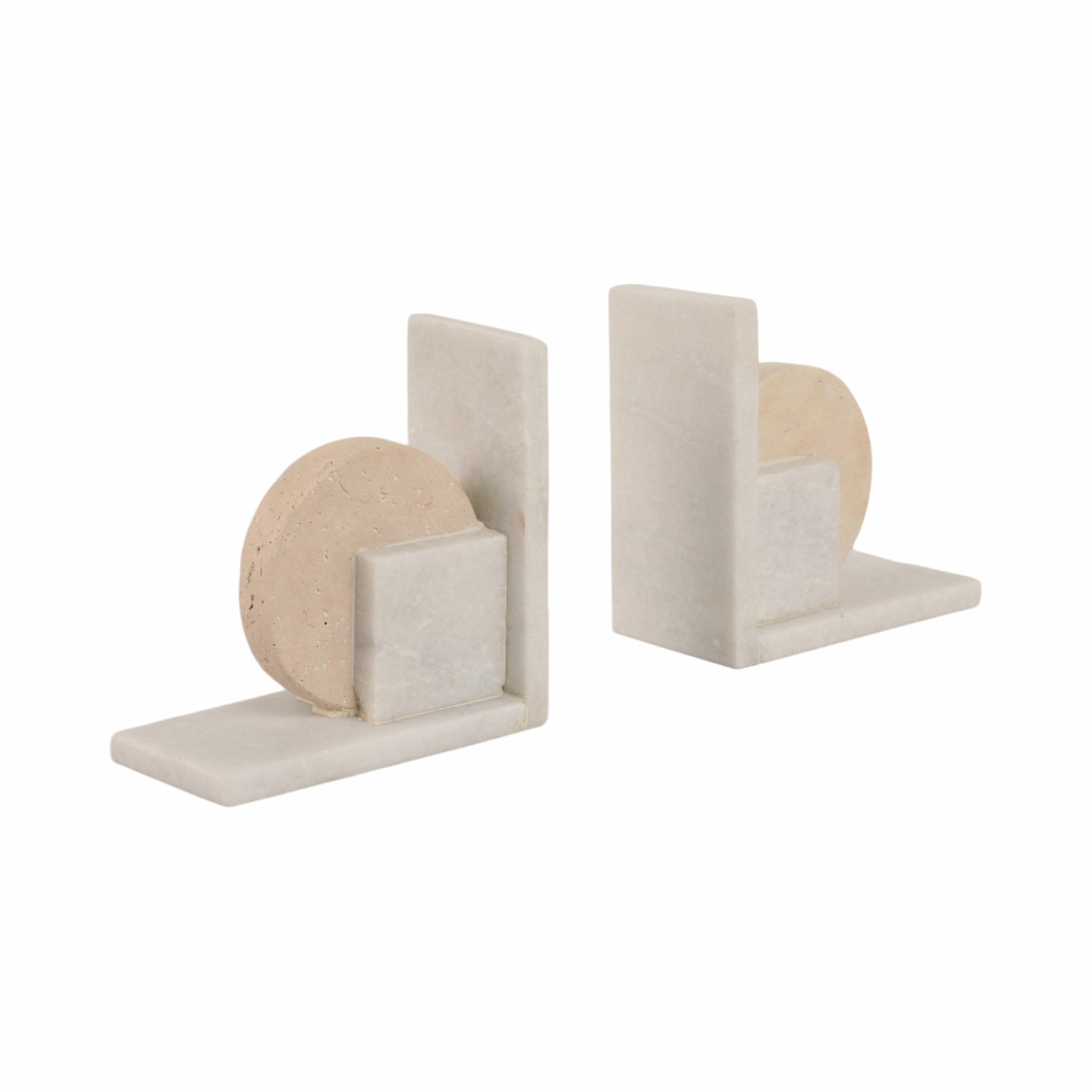 Joss & Main Modern Glam Stone and Marble Bookends with Geometric Design ...