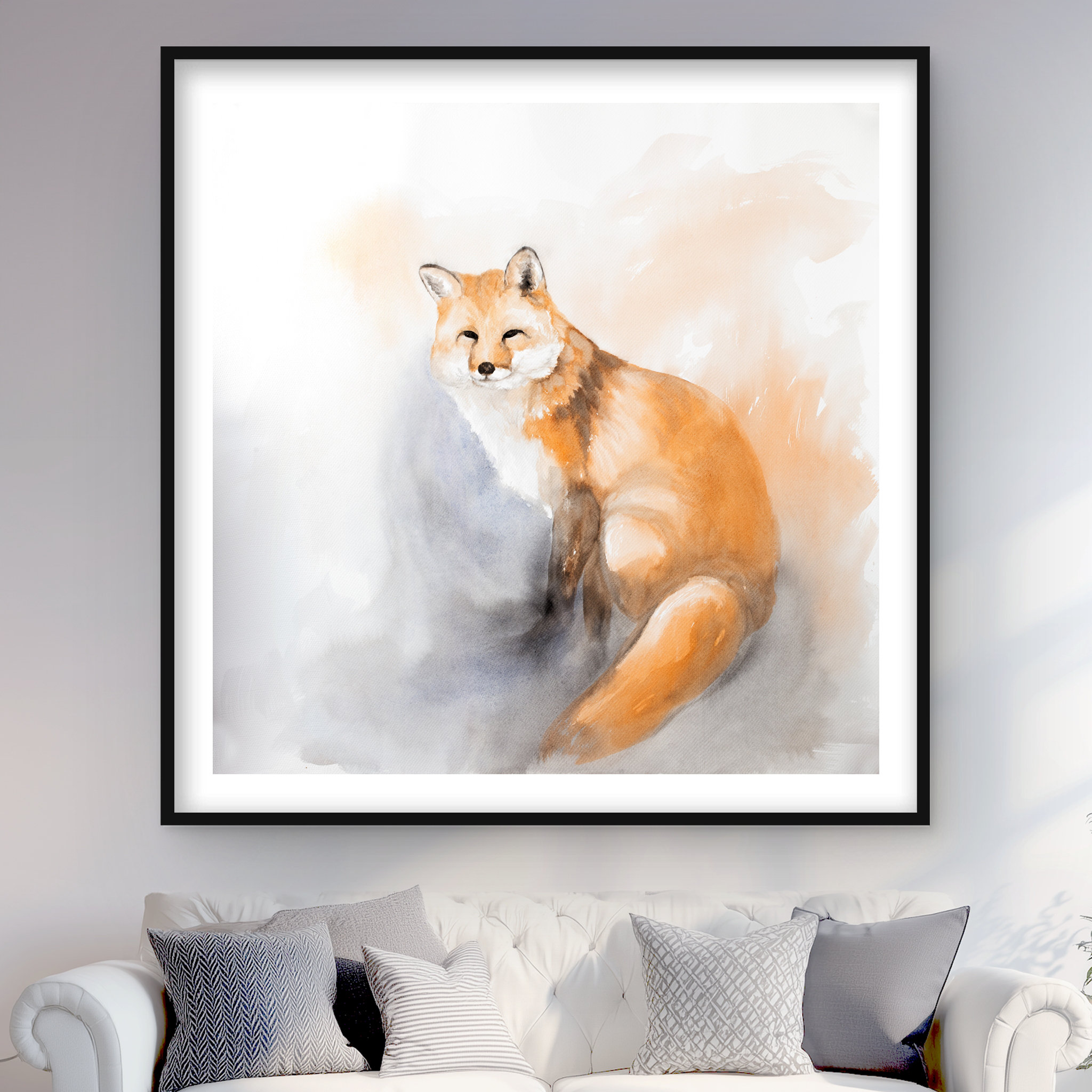 Lark Manor™ Watercolor Fox - Framed Matted Print | Wildlife Home Decor ...