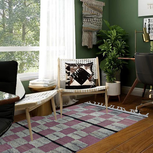 Bloomsbury Market Eithne Tartan Hand Woven 65cm X 105cm Grey/Pink Area ...