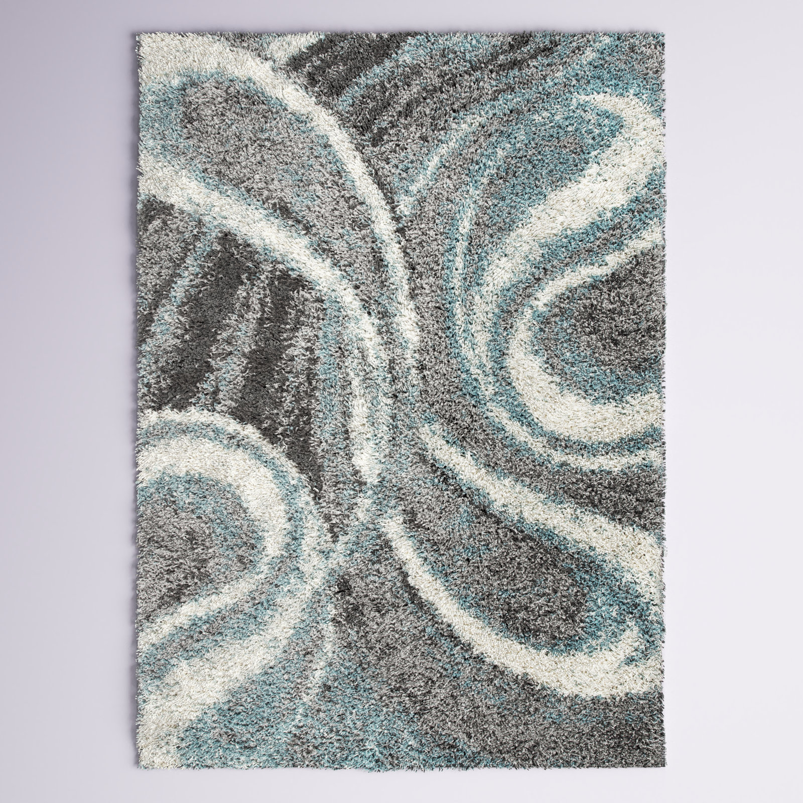 Wade Logan® Farmerville Abstract Blue/Gray/Ivory Shag Area Rug ...