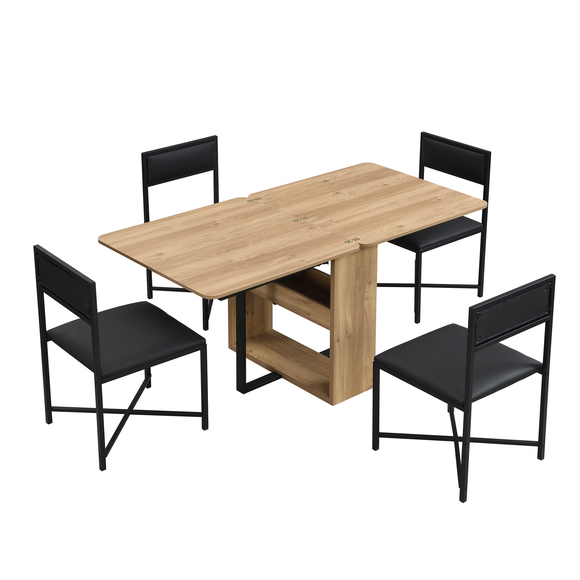 George Oliver Modern 5-Piece Rectangular Dining Set with Storage Table ...