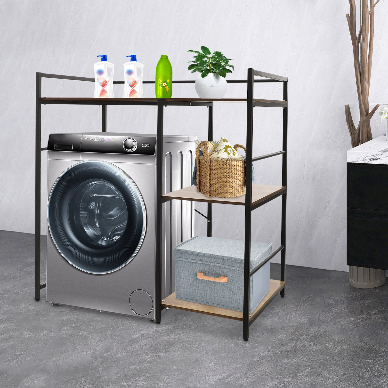 JOYDING 3-Tier Washing Machine Storage Shelf, Floorstanding Washing ...