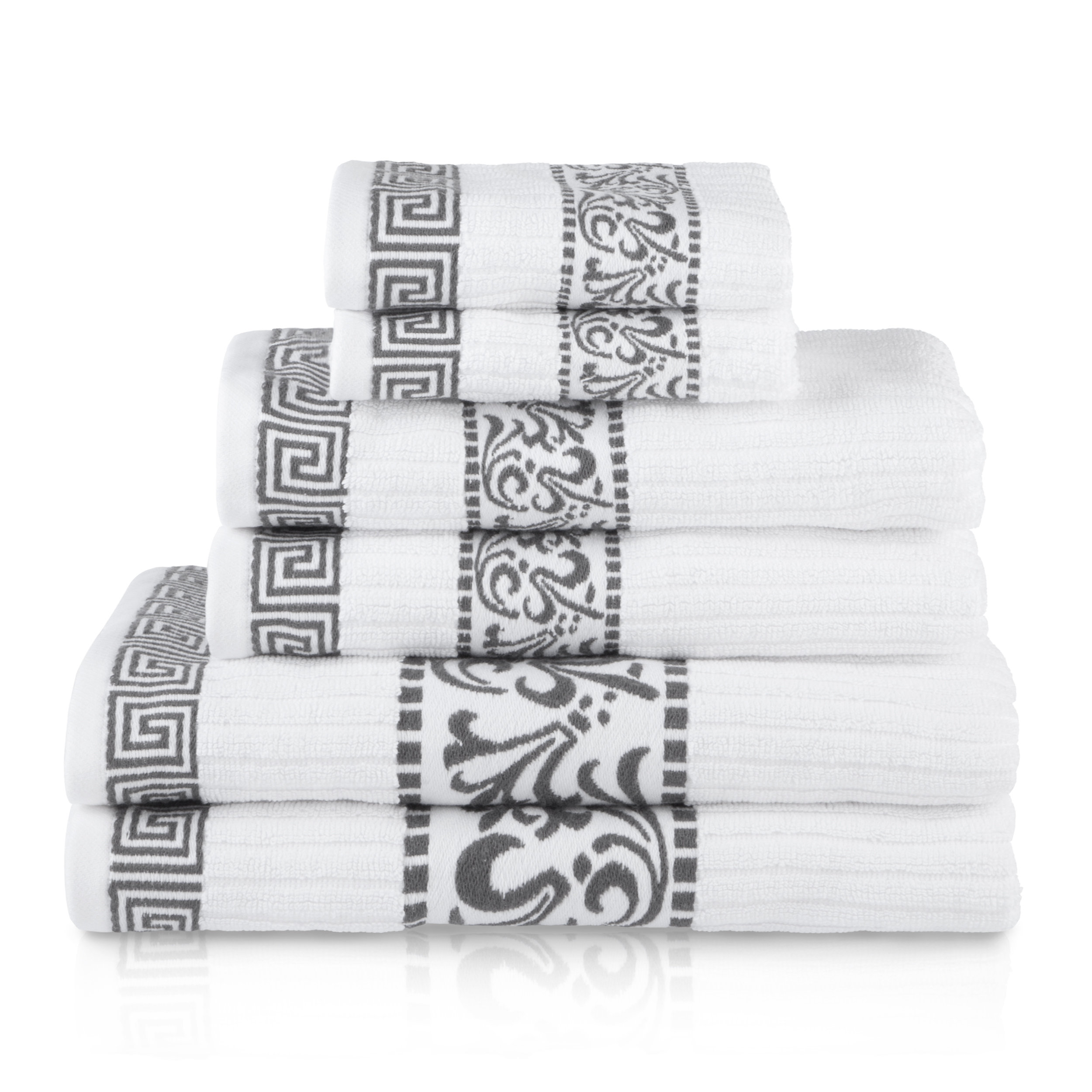 Blue Nile Mills BNM Assorted 6-Piece Cotton Modern Decorative Towel Set ...