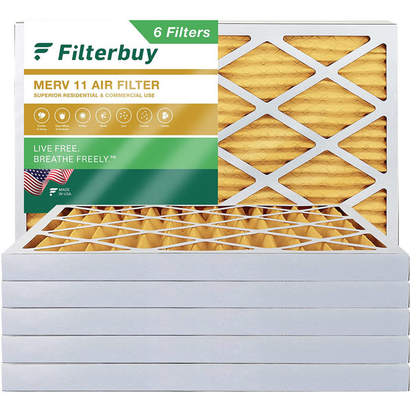 Filterbuy 14x25x2 Air Filter MERV 11, Pleated HVAC AC Furnace Filters ...