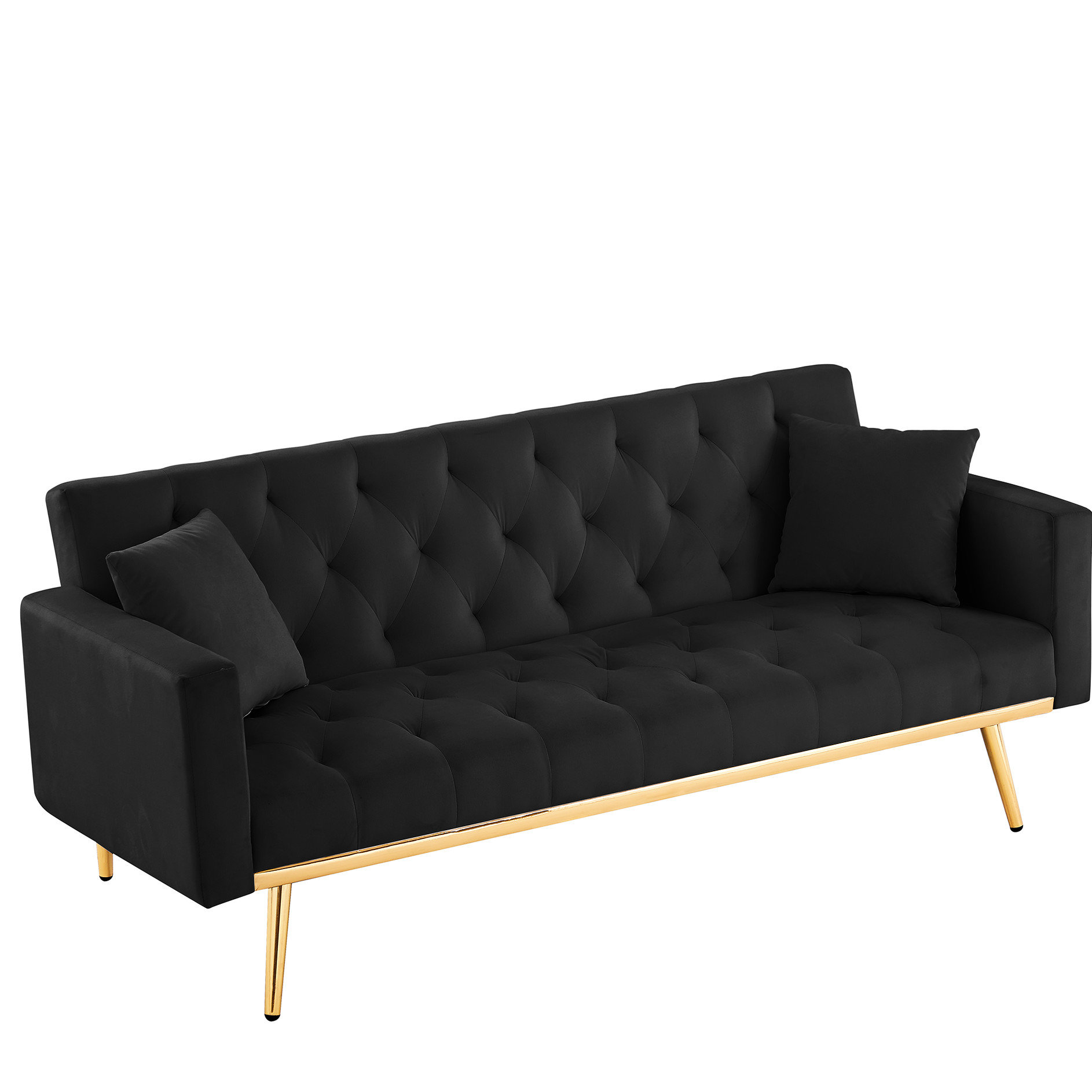 Mercer41 Black Futon Bed , Compact Living Solution, Velvet Upholstery ...
