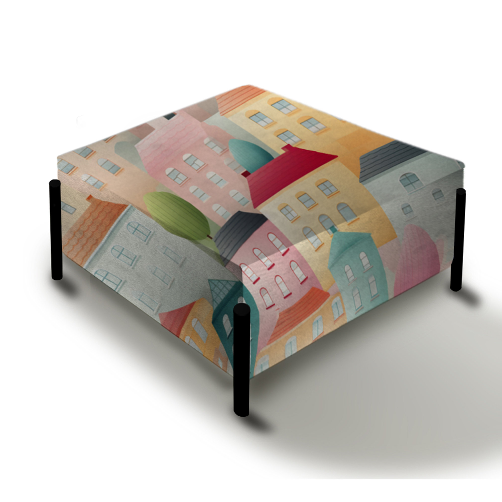 Design Art Soft Pastel Color Nordic Town Collage - Abstract Large ...