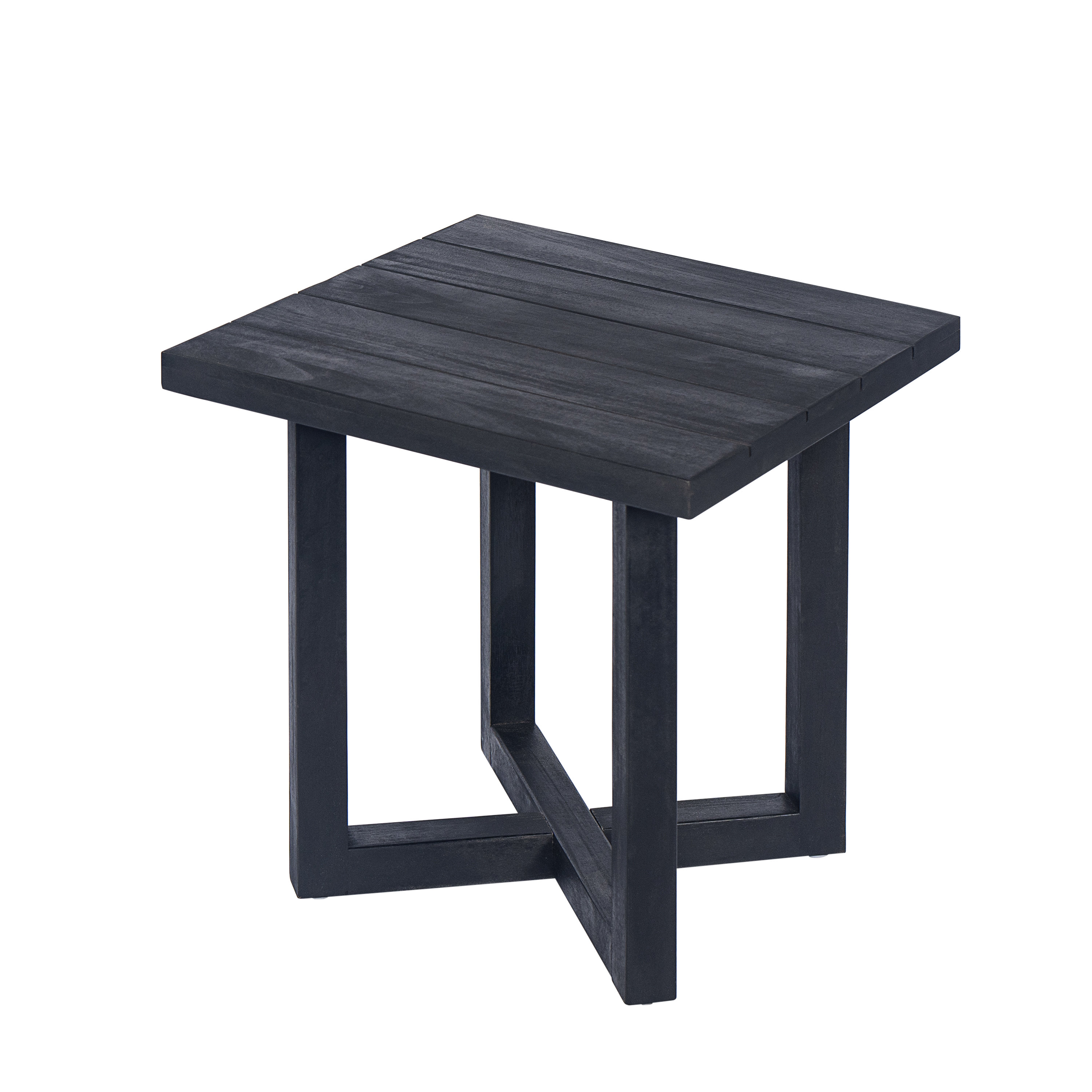 Ebern Designs Acacia Wood Side Table With X-Stretcher Base, Square ...