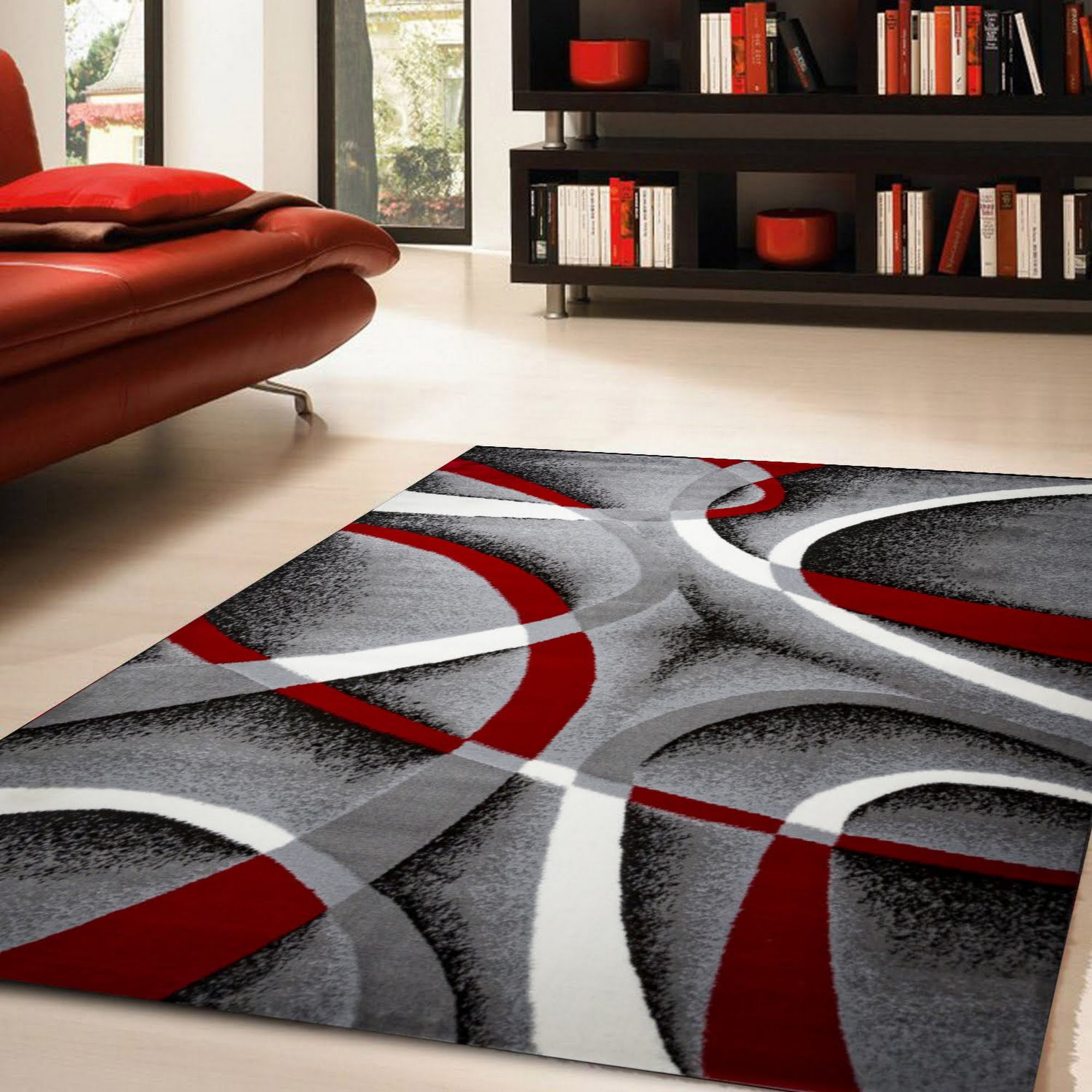 Ebern Designs Fordbridge Abstract Red/Grey Area Rug & Reviews - Wayfair ...