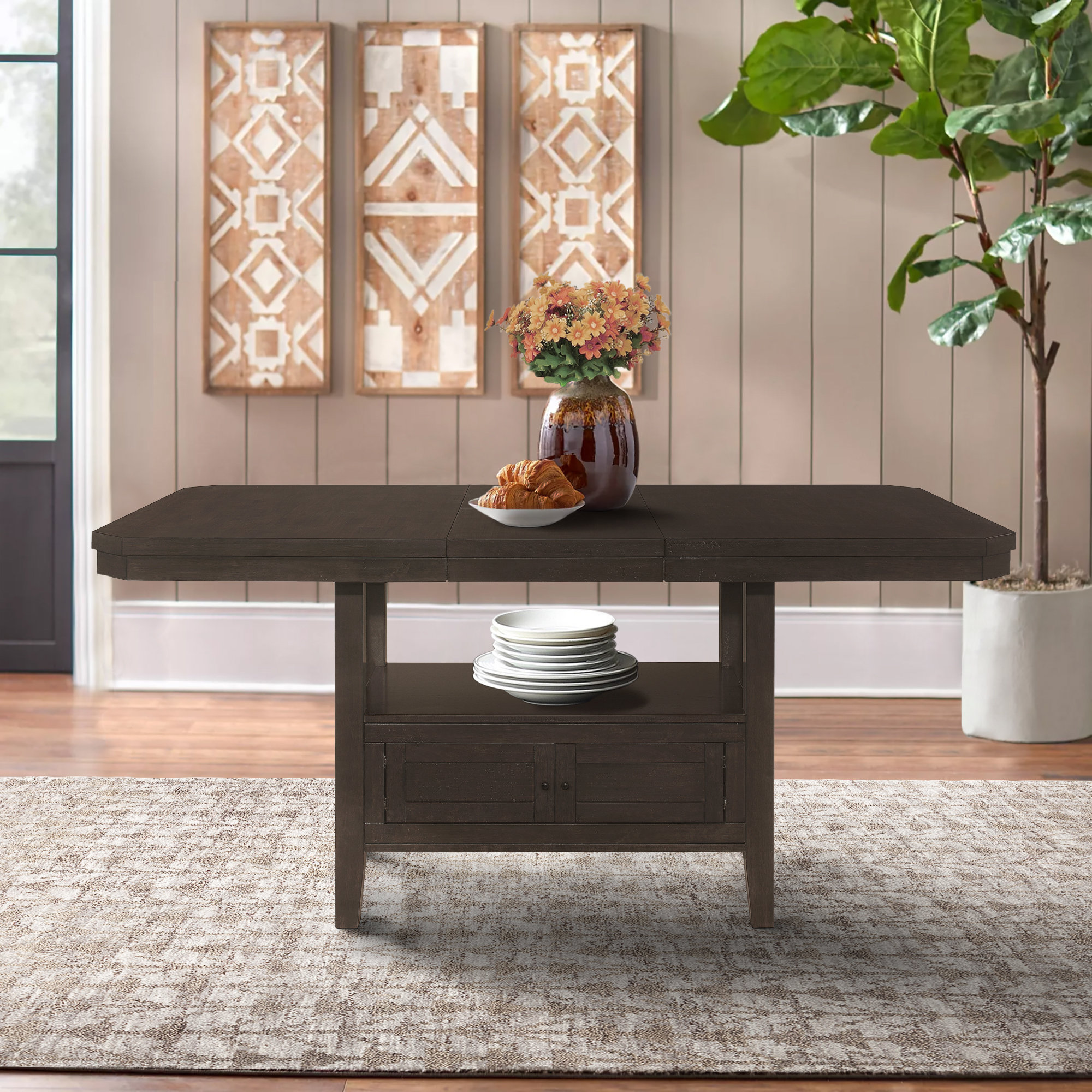 Lark Manor™ Garbo Cappuccino Rectangular Counter Height Table with Butterfly Leaf | Wayfair
