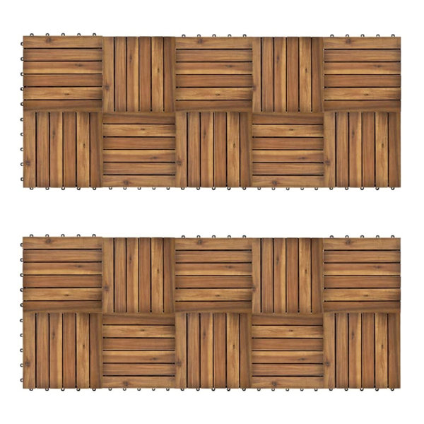 DreamPatio 12" x 12" Wood Interlocking Deck Tile in Brown | Wayfair