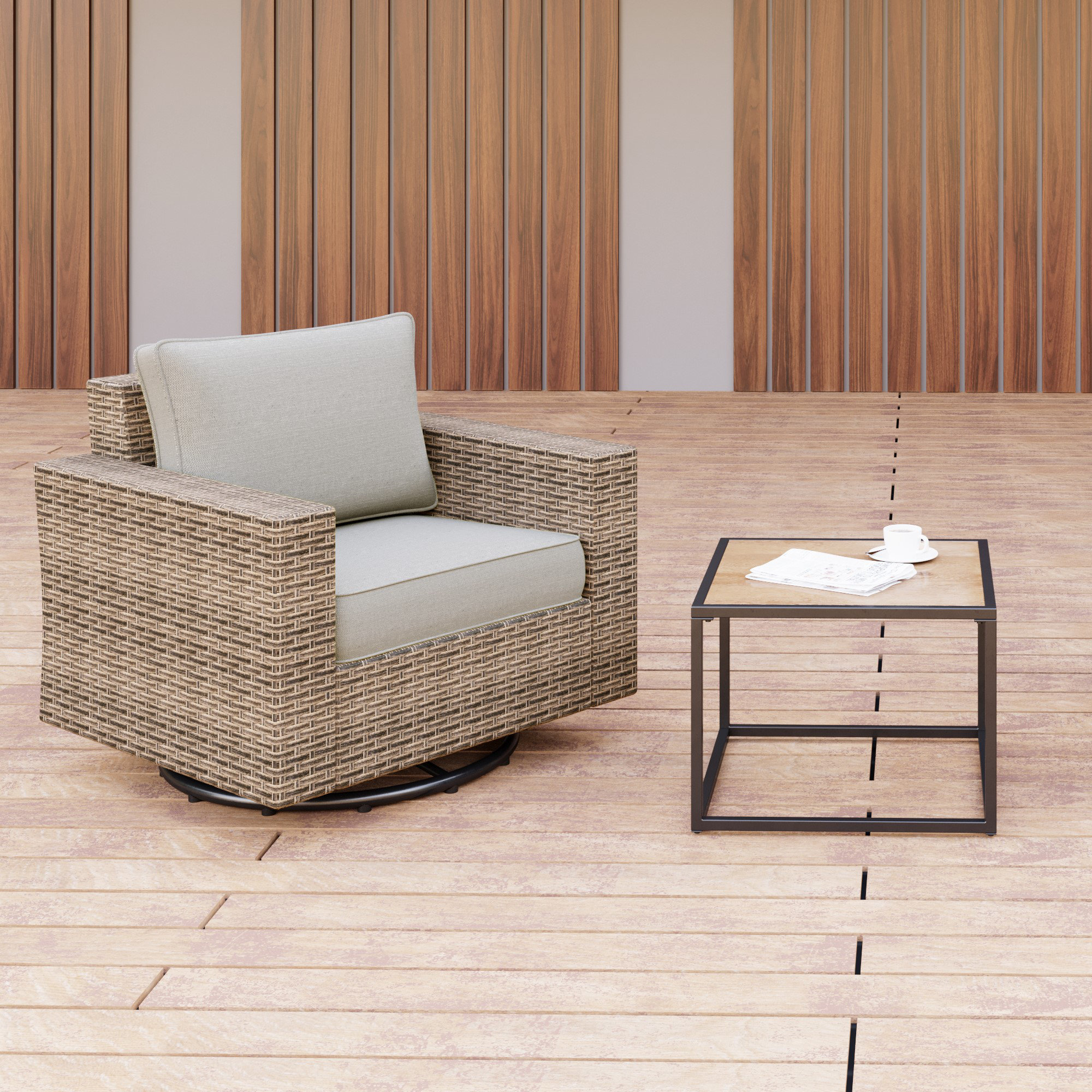 Wade Logan® Britteny Single Revolving Lounge Chair With Table | Wayfair