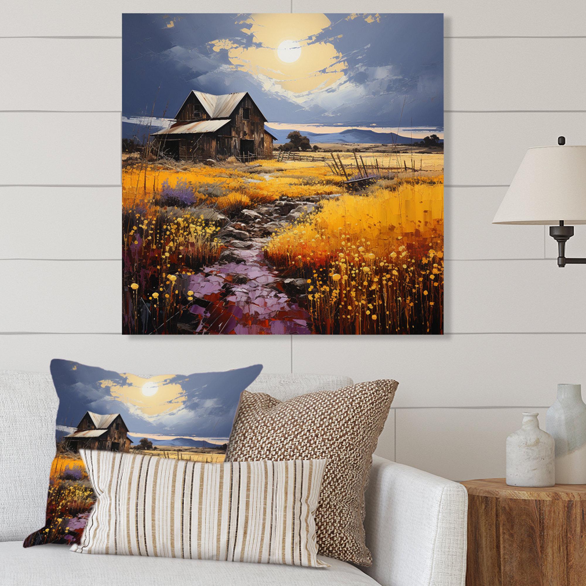 Latitude Run® Yellow Barn Minimalsim Landscape I - Countryside Print on ...
