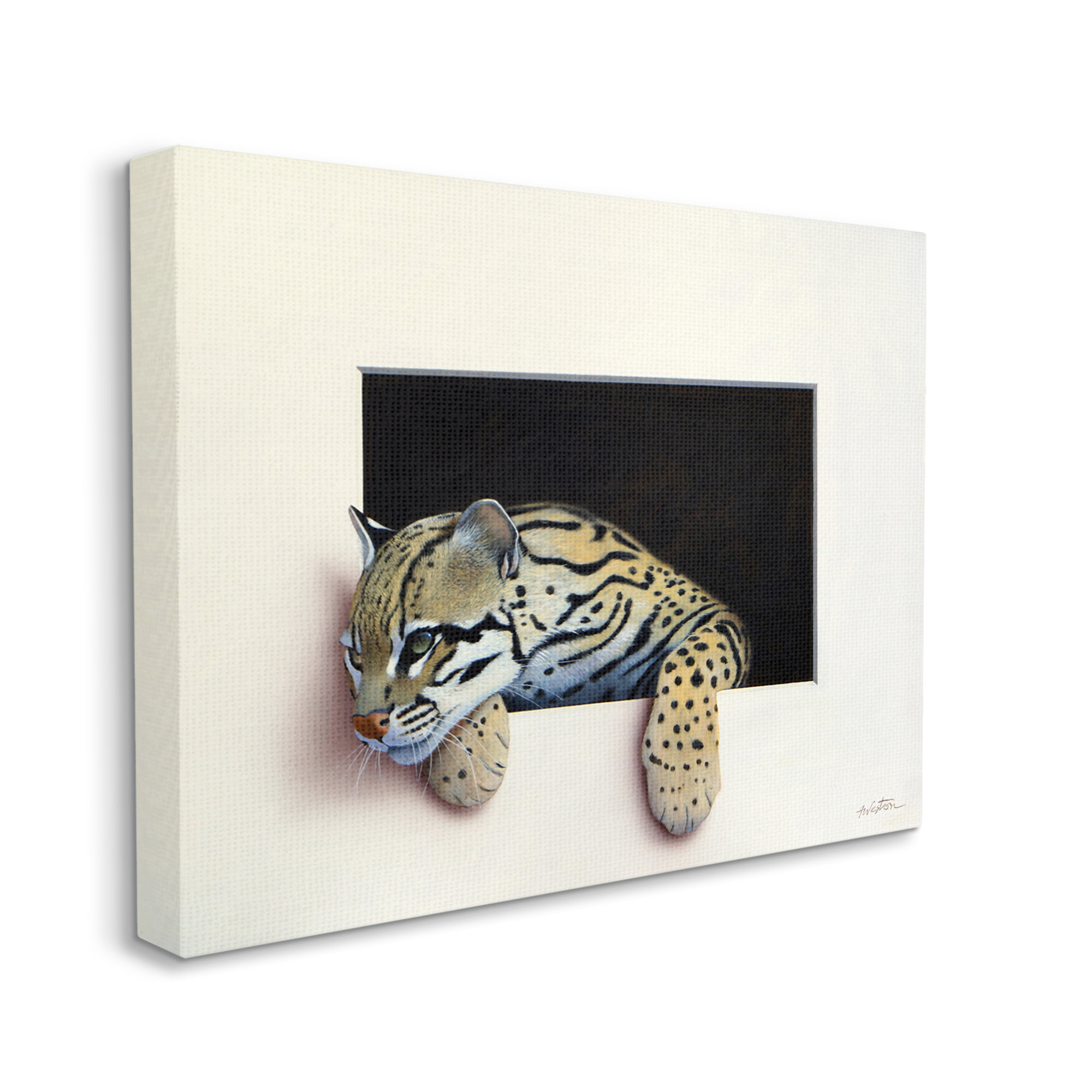 Stupell Industries Wildlife Ocelot Resting Paws Cutout Illusion by Alan ...