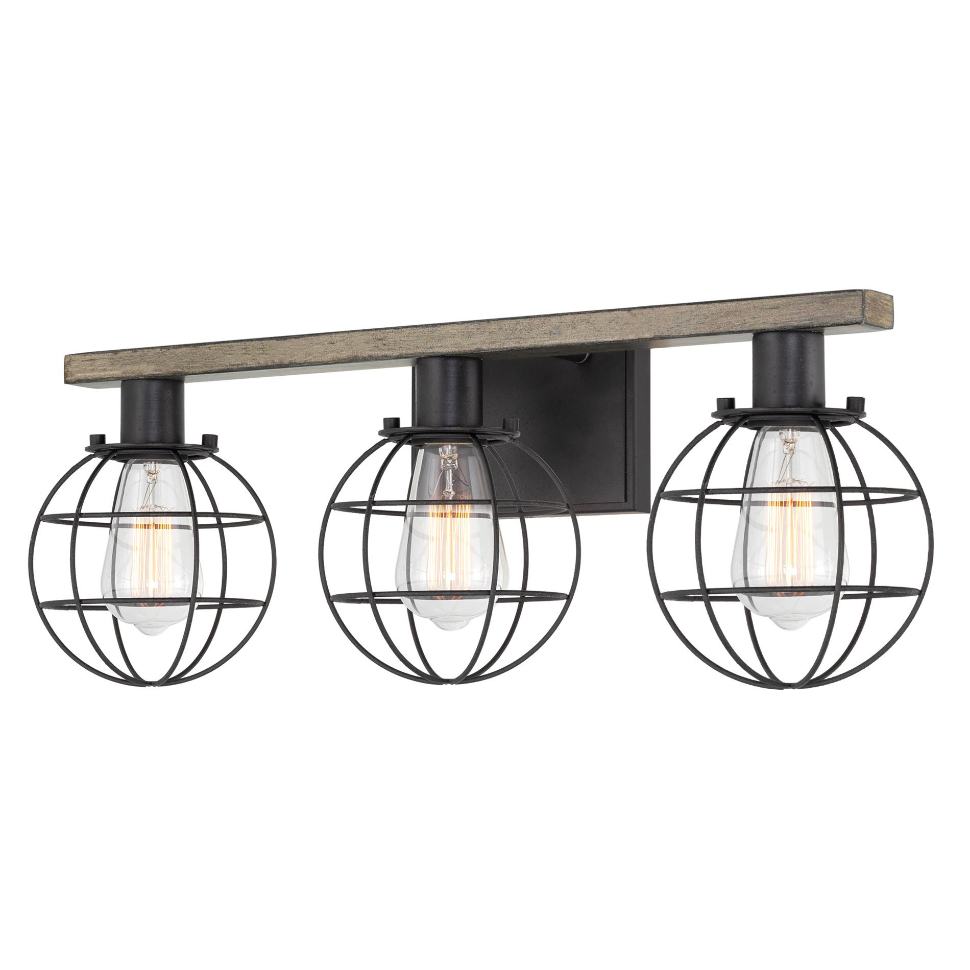 17 Stories 24" 3-Light Modern Farmhouse Vanity / Bathroom Light + Orb ...