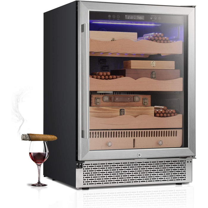 R.W.FLAME 4.61 Cu.Ft Electric Cigar Humidor 800 Capacity with Spanish ...