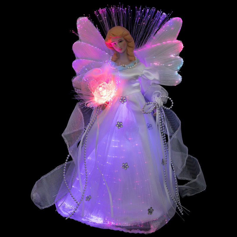 Northlight Seasonal Color-Changing Fiber Optic Angel With Rose ...