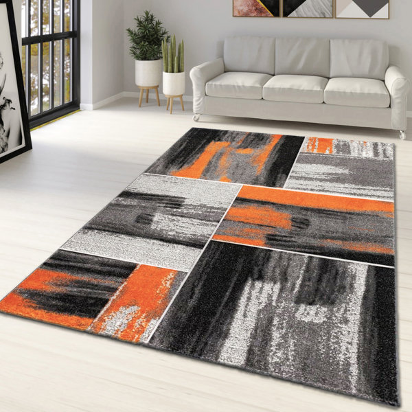 Ivy Bronx Grey/Orange Rug & Reviews | Wayfair.co.uk