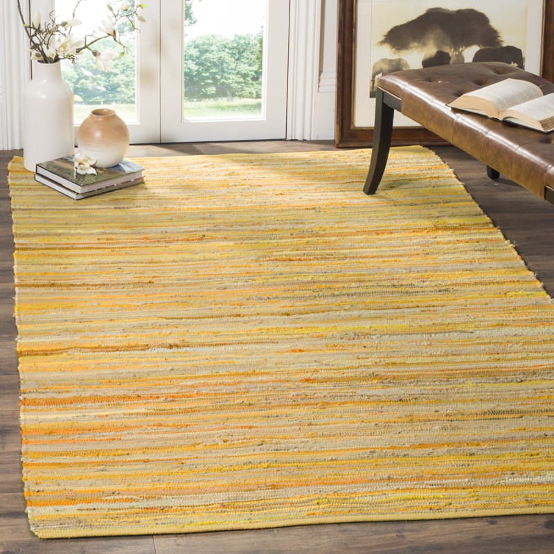 Ebern Designs Caldina Handmade Flatweave Cotton Yellow / Multi Rug ...