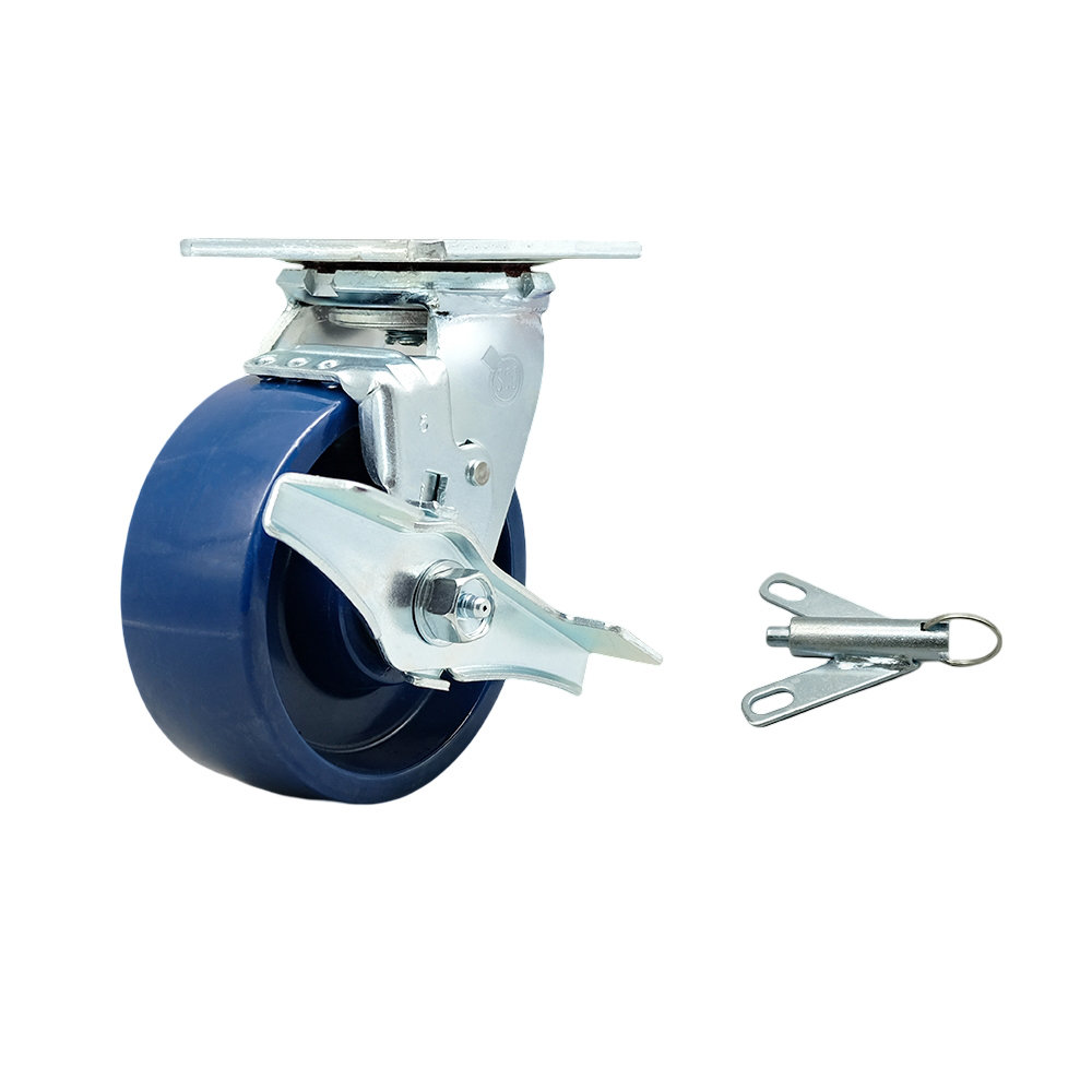 Service Caster Polyurethane Caster with Roller Bearing and Brake/Swivel ...