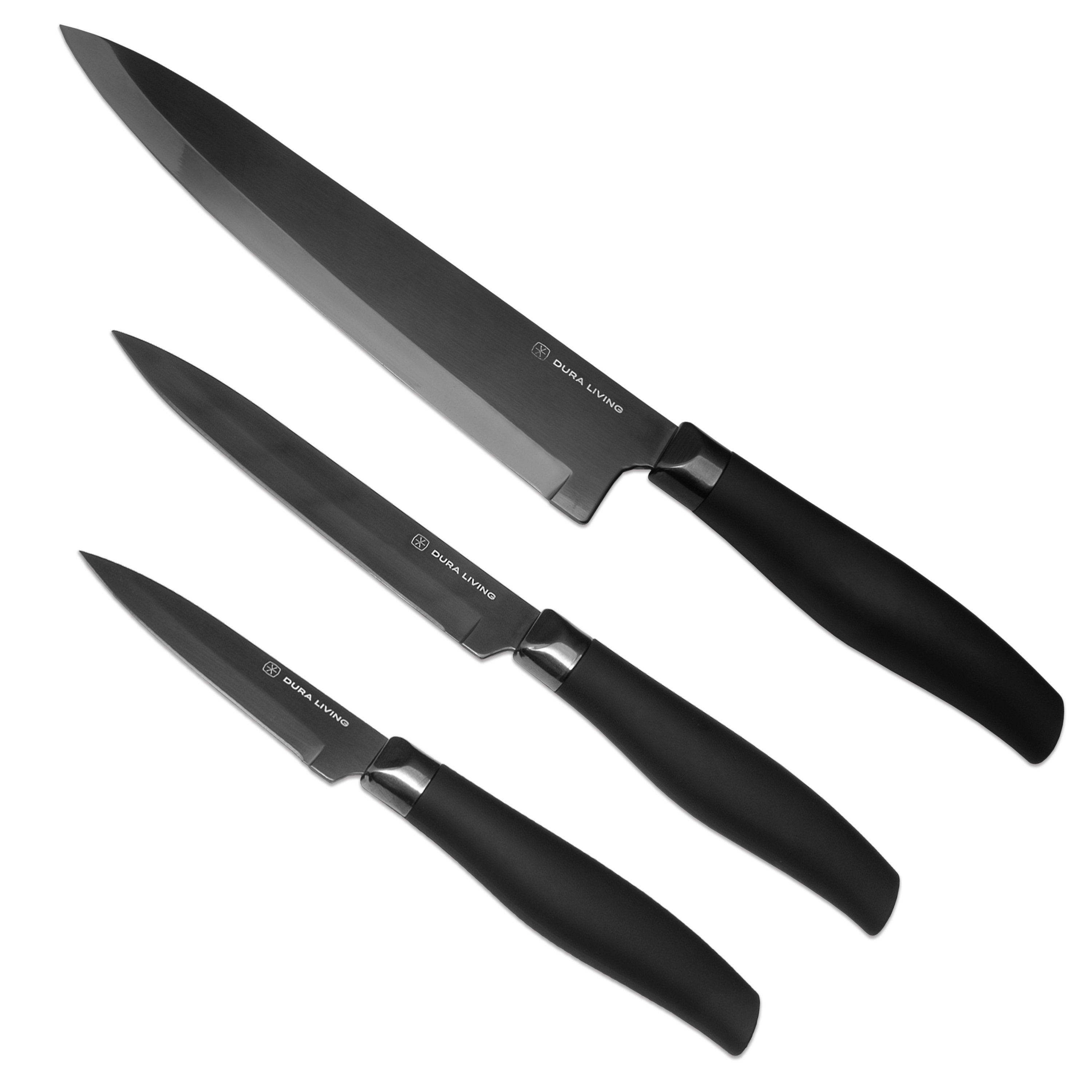 Dura Living 3 Piece Cutlery Chef Utility Paring Knife Titanium Plated ...