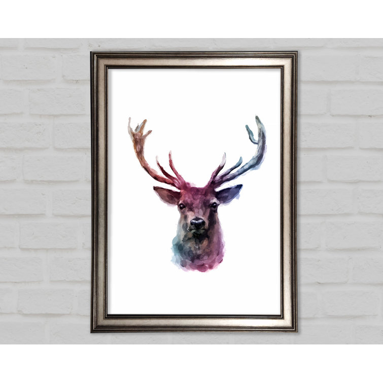 Union Rustic Stag Head Colours - Single Picture Frame Art Prints ...