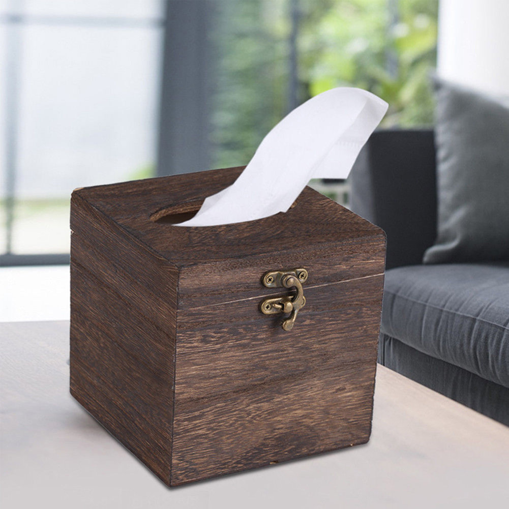 Winston Porter Wooden Tissue Box Paper Napkin Holder Dispenser Case ...