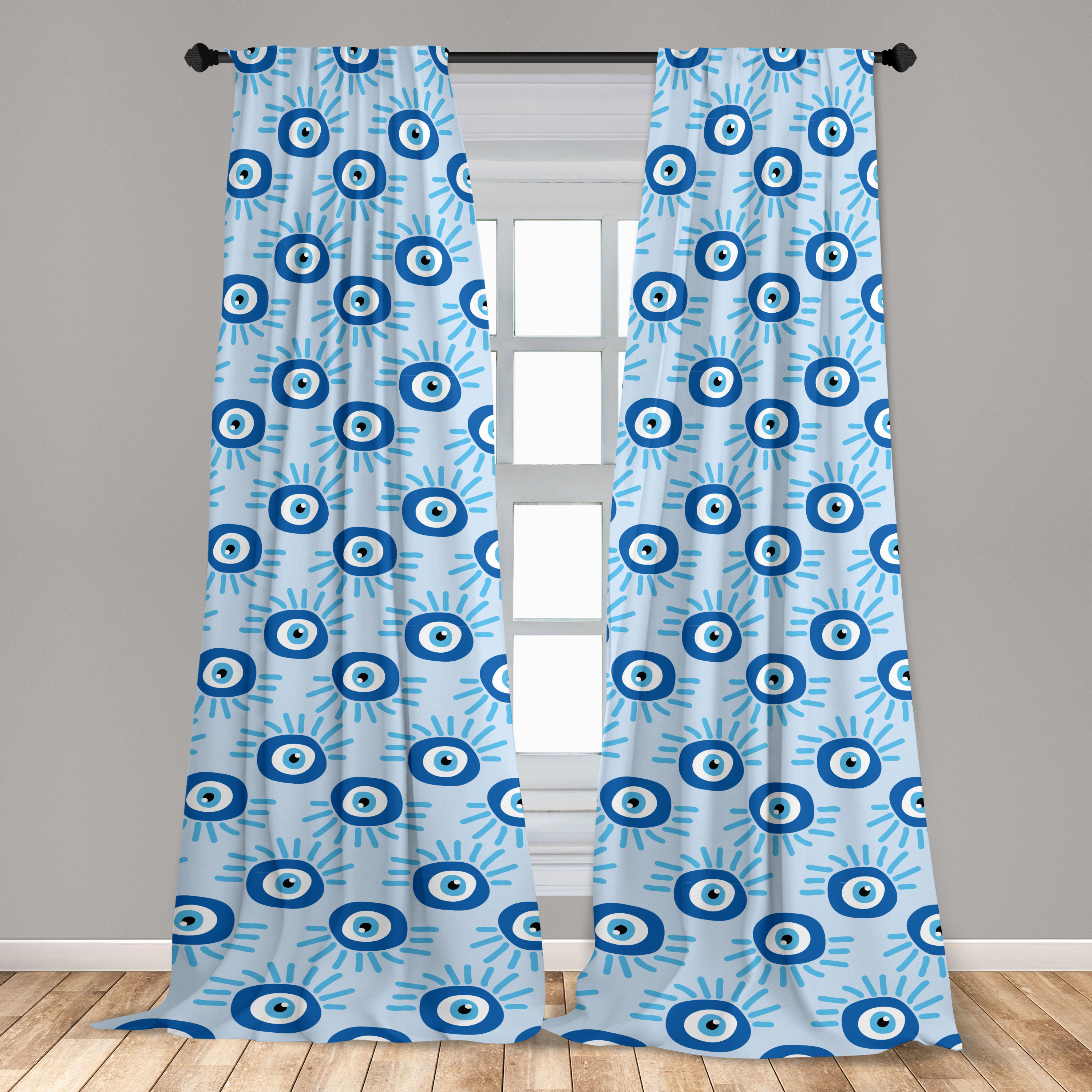 East Urban Home Ethnic Curtains Evil Eye Bead Symbols Art Pair of Deep ...