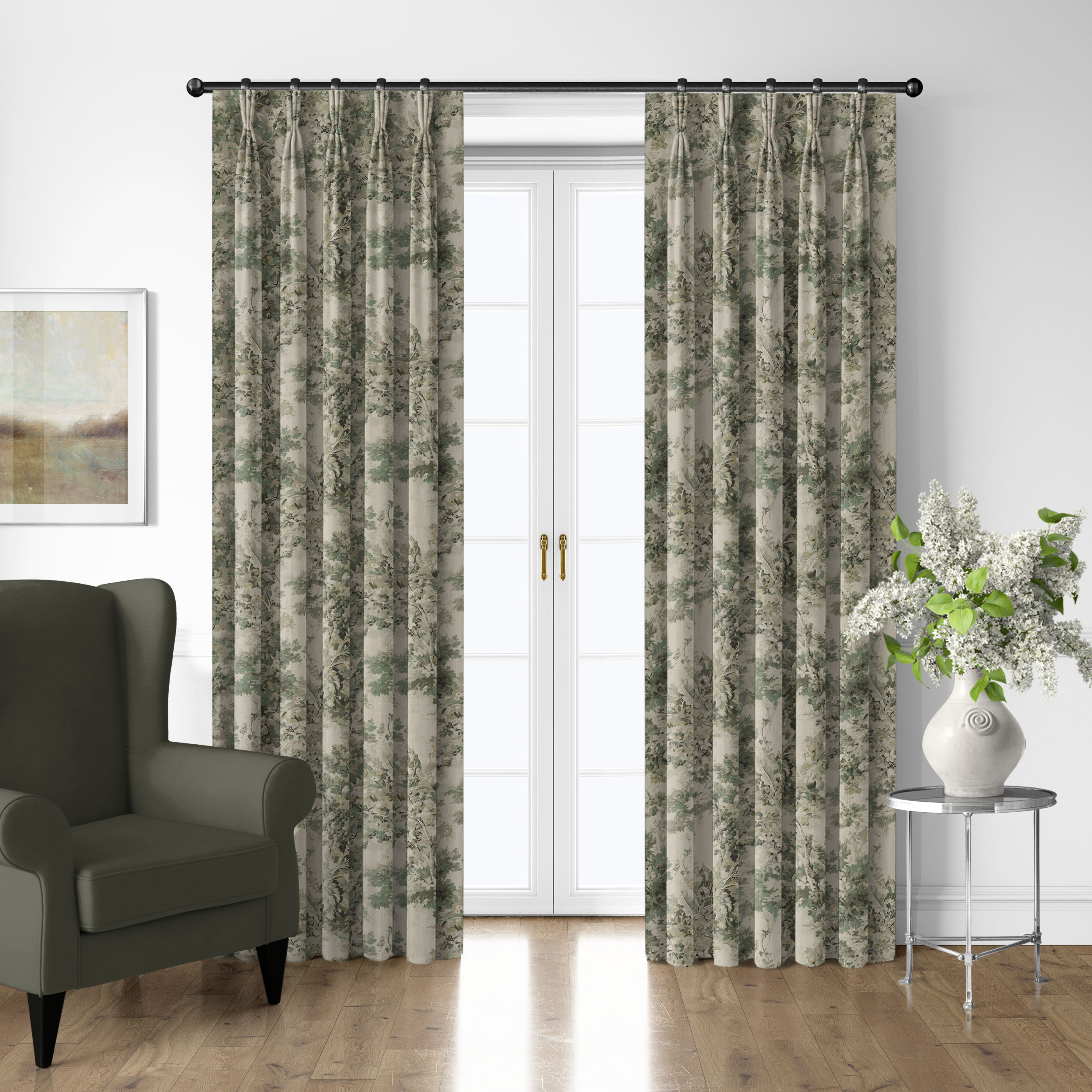 6ix Tailors Fine Linens Dolce Spring Green Cotton Pinch Pleat Drapery ...