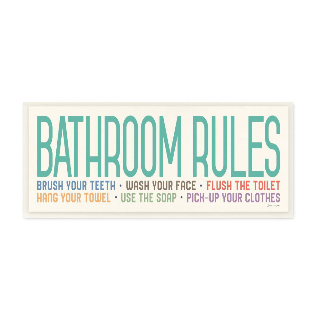 Ebern Designs 'Bathroom Rules' Texture Art | Wayfair