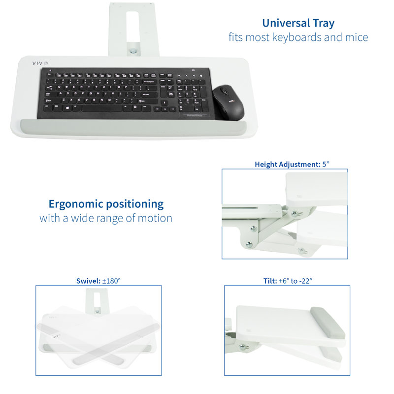 VIvo White Under Desk Keyboard Tray & Reviews | Wayfair